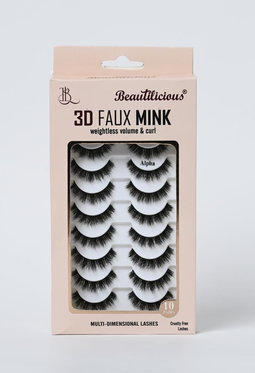 3D FAUX MINK LASHES: ALPHA (10 PAIRS) – Beautilicious