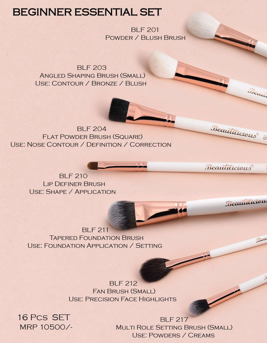 16 Piece Essential Brush Set - Makeup Brush Set – Beautilicious
